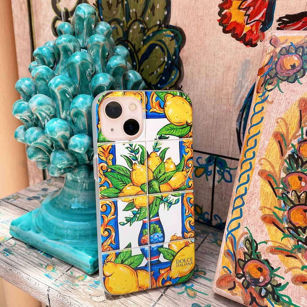 Blue Lemon Phone Case- handpainted Positano Amalfi Coast Design – DOLCE ...