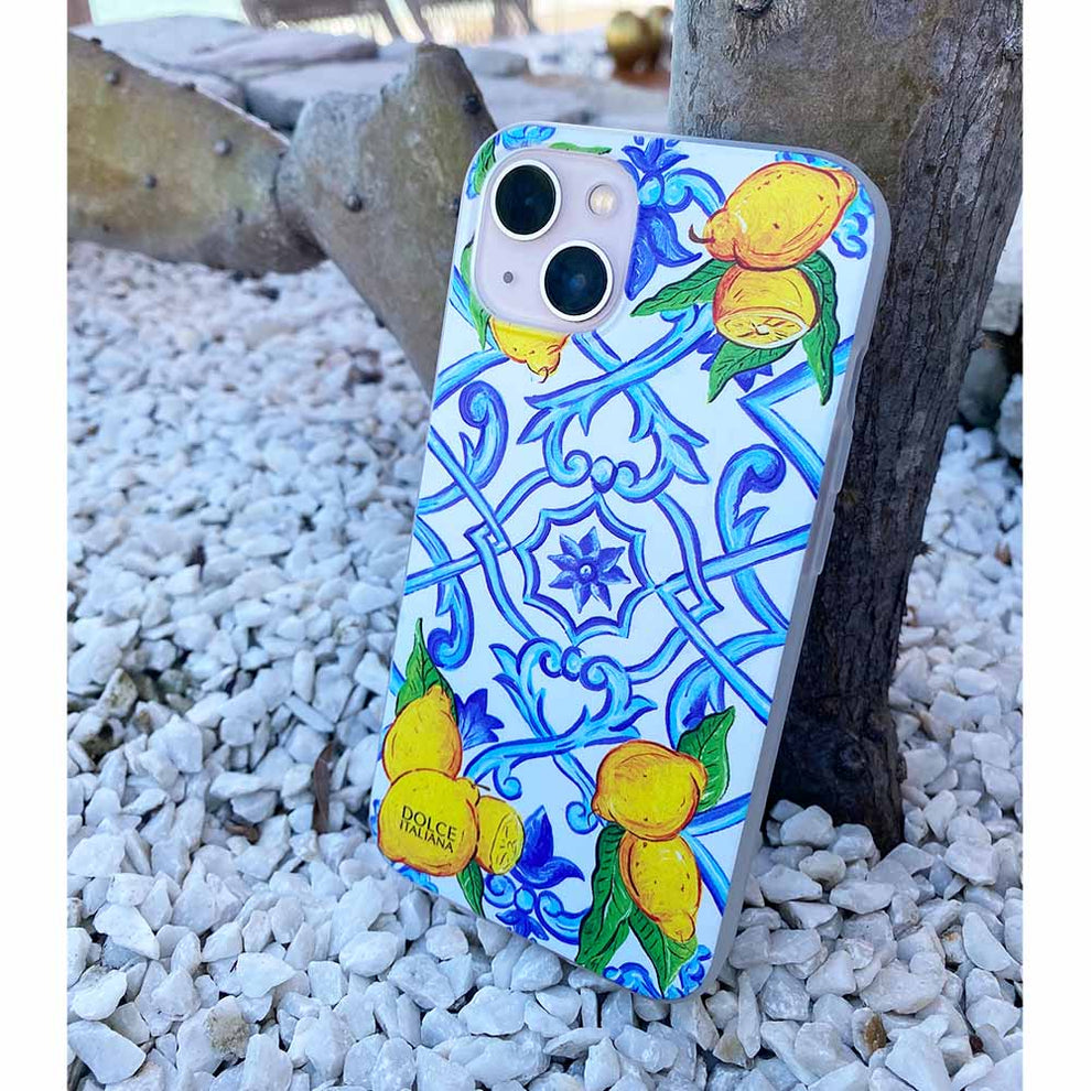 Capri Blue Lemon Phone Case - Handpainted Italian Majolica Tile Design ...