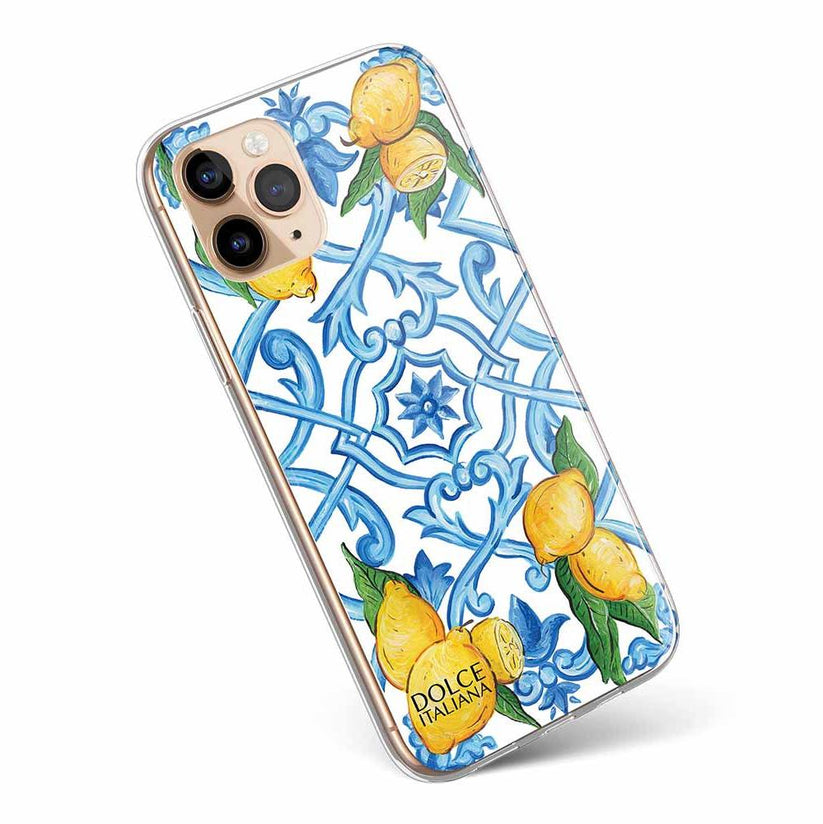 Capri Blue Lemon Phone Case - Handpainted Italian Majolica Tile Design ...